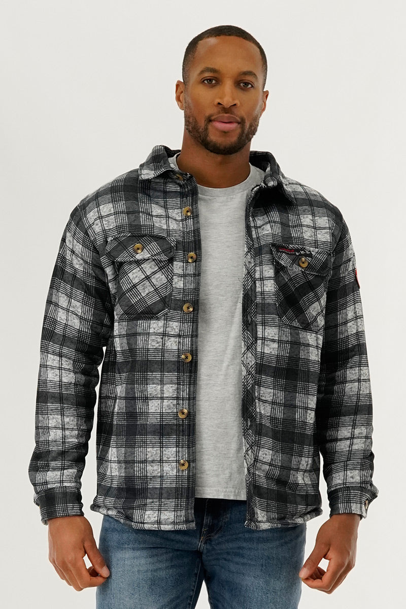 Canada Weather Gear Plaid Lightweight Jacket - Grey